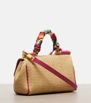 Dolce & Gabbana Sicily Small Raffia-effect Top-handle Bag