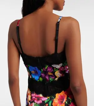 Dolce & Gabbana Floral Print Silk And Cotton-blend Mini Dress With Lace Trim
