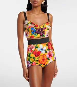 Dolce & Gabbana Floral Silk-blend Cropped Top - Multicoloured