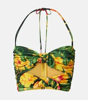 Dolce & Gabbana Floral Print Halterneck Crop Top - Multicoloured