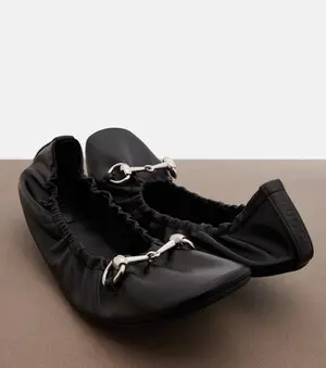 Gucci Prima Horsebit Leather Ballet Flats