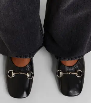 Gucci Prima Horsebit Leather Ballet Flats