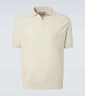 Canali Cotton And Silk Polo Shirt - Beige