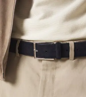 Canali Suede Leather Belt - Blue