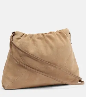 Brunello Cucinelli Small Suede Shoulder Bag - Beige