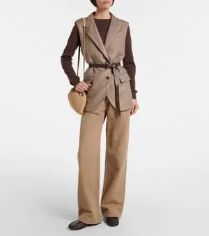 Brunello Cucinelli Small Suede Shoulder Bag - Beige