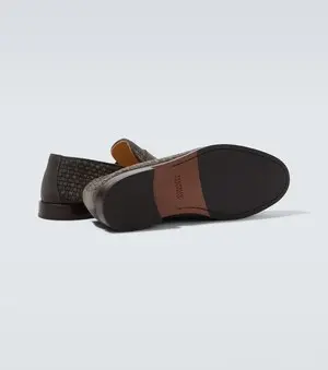Brunello Cucinelli Woven Suede Loafers