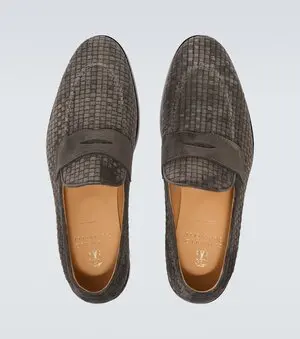 Brunello Cucinelli Woven Suede Loafers
