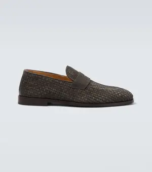 Brunello Cucinelli Woven Suede Loafers