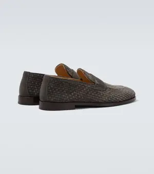 Brunello Cucinelli Woven Suede Loafers