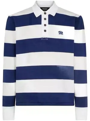 Dsquared2 Logo-embroidered Striped Polo Shirt - Blue