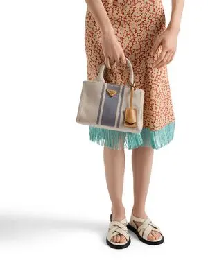 Prada Small Cotton Canvas Jardinière Bag