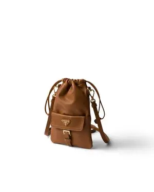 Prada Nappa Leather Drawstring Pouch - Brown
