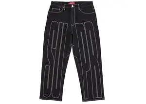 Supreme Inset Spellout Baggy Jean - Black