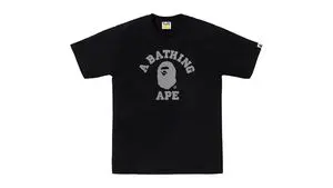 A BATHING APE Reflective On College Tee Shirt - Black