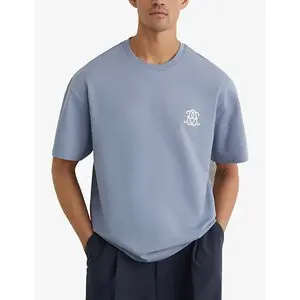 REISS Walton Monogram Butter-print Cotton-jersey T-shirt