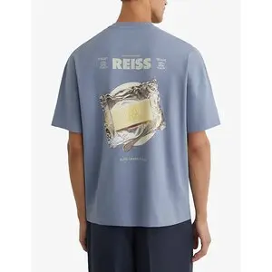 REISS Walton Monogram Butter-print Cotton-jersey T-shirt