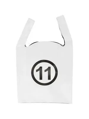 MAISON MARGIELA Logo Print Leather Tote Bag - White