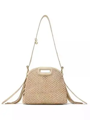 Maje Fringed Crochet-knit Mini Bag - Neutrals