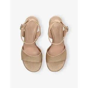 GIANVITO ROSSI Raffia Platform Wedge Sandals With Buckle
