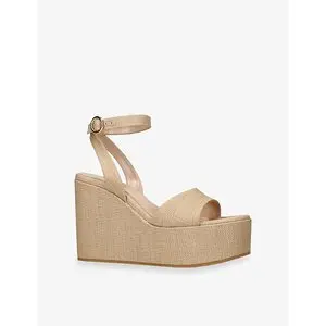 GIANVITO ROSSI Raffia Platform Wedge Sandals With Buckle