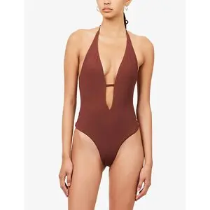 TALA Halter-neck Tie-back Swimsuit With Cut-out Detail
