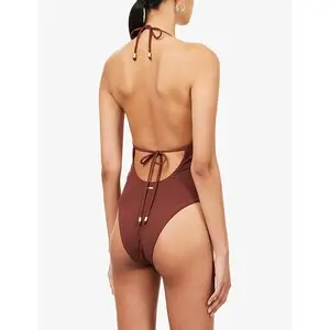 TALA Halter-neck Tie-back Swimsuit With Cut-out Detail