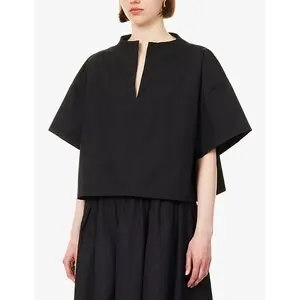 Stylein Joelle Cropped Cotton Blouse - Black