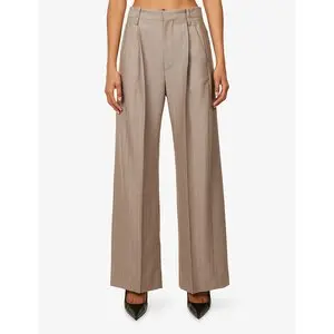 Victoria Beckham Pleated Wide-leg Virgin Wool Trousers