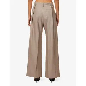 Victoria Beckham Pleated Wide-leg Virgin Wool Trousers