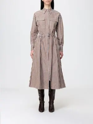 Brunello Cucinelli Striped Cotton Midi Shirt Dress
