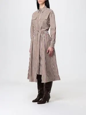 Brunello Cucinelli Striped Cotton Midi Shirt Dress