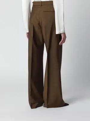 RÓHE High-waisted Wide-leg Trousers In Virgin Wool And Mohair - Brown