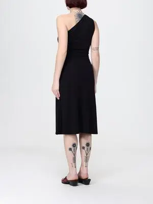 Malìparmi One-shoulder A-line Midi Dress With Tie Belt - Black