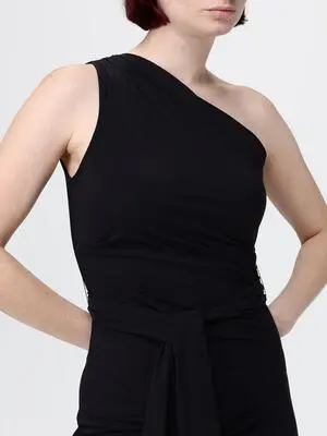 Malìparmi One-shoulder A-line Midi Dress With Tie Belt - Black