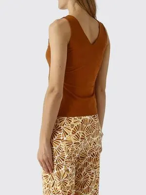 Malìparmi Sleeveless V-neck Jersey Top - Camel