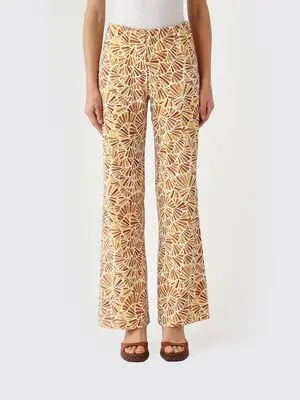 Malìparmi High-waisted Straight Trousers In Tropical Print Jersey - Yellow