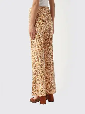 Malìparmi High-waisted Straight Trousers In Tropical Print Jersey