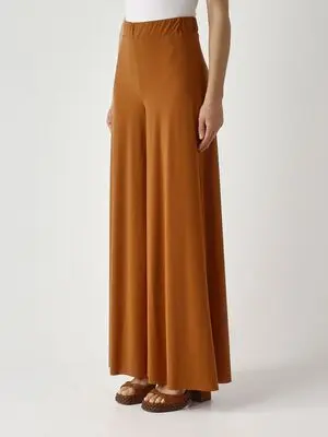 Malìparmi High-waisted Wide-leg Jersey Palazzo Trousers - Camel