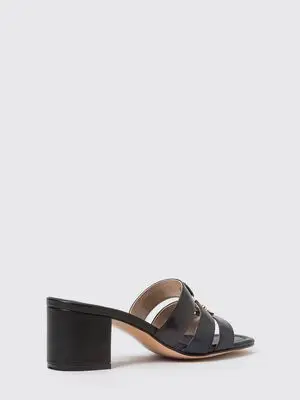 TWINSET Leather Mules With Block Heel