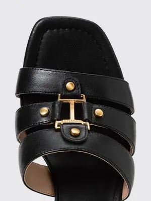 TWINSET Leather Mules With Block Heel