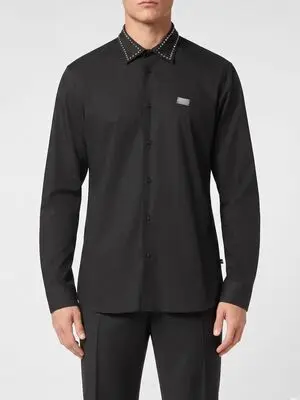 Philipp Plein Cotton Shirt With Studs - Black