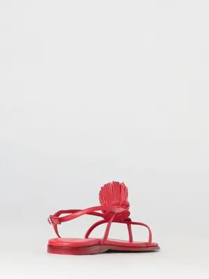 VIC MATIE Leather Thong Sandals With Tassels - Red