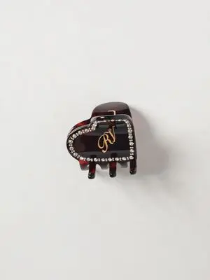 ROGER VIVIER Heart Hair Clip With Rhinestones - Brown