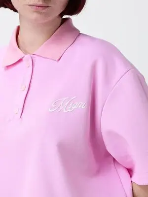 MSGM Cropped Cotton Polo Shirt - Pink