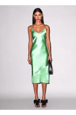 FLEUR DU MAL V-neck Slip Dress - Lime