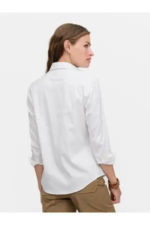 SARAH ALEXANDRA White Stretch Broadcloth Weekend Shirt