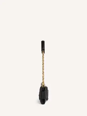 Balmain Anthem Smooth Leather Clutch With Belted Detailing And Chain Strap