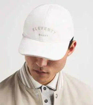 Eleventy Cotton Baseball Cap With Embroidered Logo - Ivory