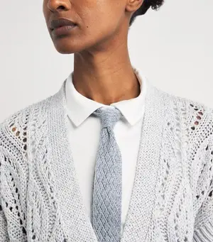 Eleventy Silk-linen Blend Skinny Scarf